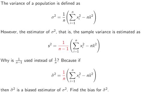 Solved The Variance Of A Population Is Defined As Sigma 2