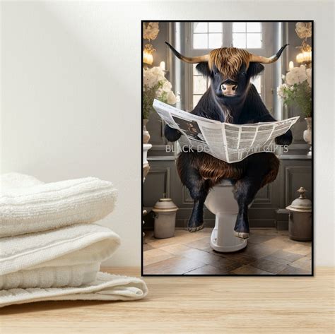 Highland Cow Wall Art Bathroom Decor Highland Cow Print Funny