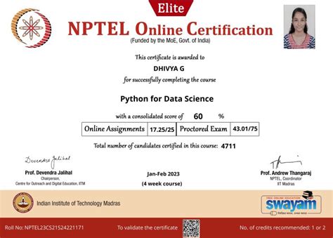 Dhivya G On Linkedin Nptel Iitmadras Python Datascience