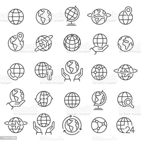 Globe Jeu Dicônes Planète Terre Carte Du Monde Dans Différentes