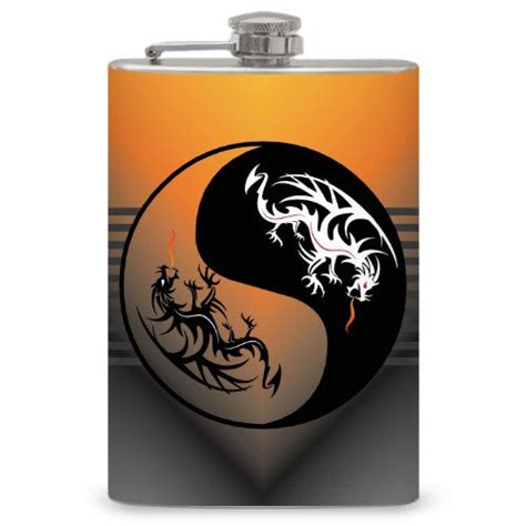 8oz Dragon Yin Yang Flask