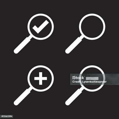 放大鏡圖示向量集在平面樣式的放大鏡搜索符號的概念向量圖形及更多互聯網圖片 互聯網 加號 同意的手勢 Istock