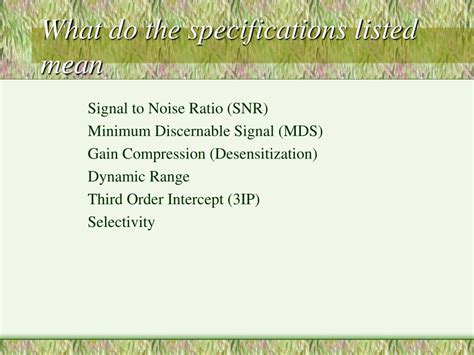 Ppt Understanding Receiver Specifications Powerpoint Presentation