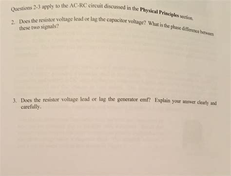 Solved Apply To The AC RC Circuit Discussed In The Physical Chegg Com