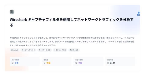 Wireshark キャプチャフィルタを適用してネットワークトラフィックを分析する Labex