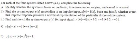 Solved For Each Of The Four Systems Listed Below A D