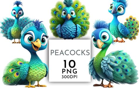 10 Cute Peacocks Clipart Png