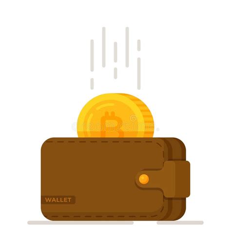 Bitcoin Wallet Line Icon Cash Bitcoin E Payment Vector Illustration Editorial Stock Image