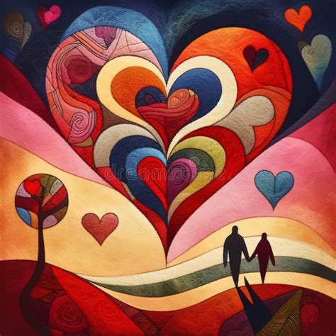 Felt Art Patchwork Valentine S Day Concept Generative Ai Stock