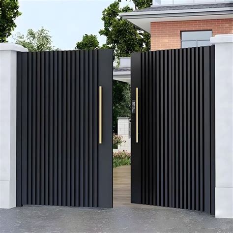 Modern Vertical Slat Metal Gate Luxury Black Entrance Gate By Maimo