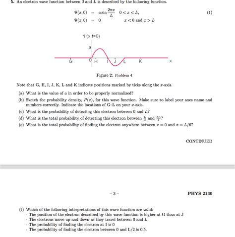 Solved An Electron Wave Function Between And L Is Chegg Com
