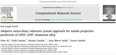 Fethi Candan On Linkedin Anfis Aluminium Predicition Materialssciences