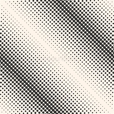 Vector Monochrome Halftone Seamless Pattern Circles And Dots Diagonal Rows Stock Vector