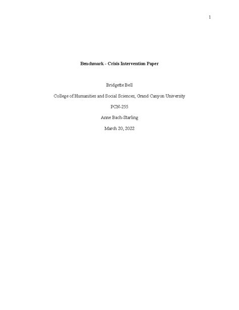 Pcn Benchmark Crisis Intervention Analysis And Recommendations Studocu