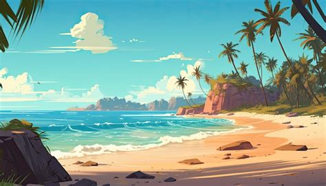 Premium Photo 2d Tropical Beach Landscape Background Environment