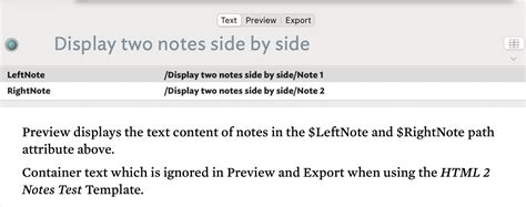 Displaying Text Content Of Two Notes Side By Side Tutorials And Examples Tinderbox Forum