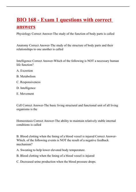 Bio 168 Exam 1 Questions With Correct Answers Bio 168 Stuvia Us