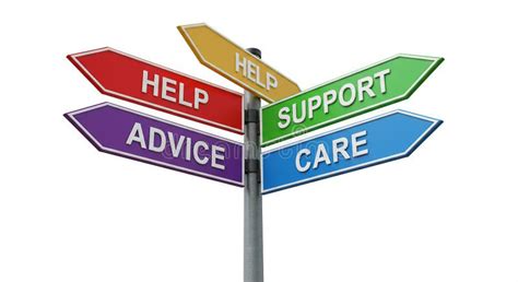 A Multi Directional Signpost With Four Colored Arrows On A Metal Pole Each Arrow Stock