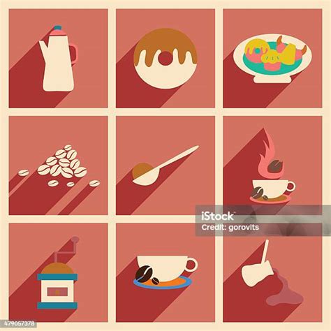 Datar Dengan Konsep Bayangan Dan Permen Kopi Aplikasi Seluler Ilustrasi