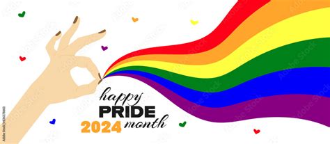 Vetor De Banner Design For Pride Month 2024 Theme Hand Holding A Wavy