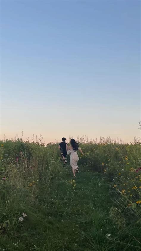 Running Through Flower Field Aesthetic Couple Running Aesthetic Couple