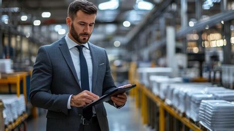Business Professional In Formal Attire Overseeing Quality Control In A