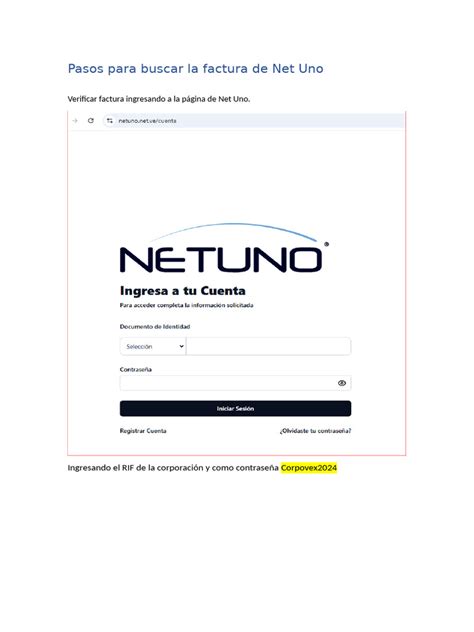 Procedimiento Para Buscar La Factura De Net Uno Pdf