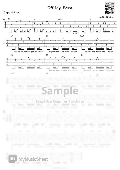Justin Bieber Mr Off My Face Sheet By Delicious Guitar