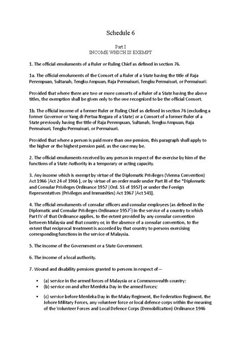 Schedule 6 Exempt Income Regulations Lexis 2013 Studocu
