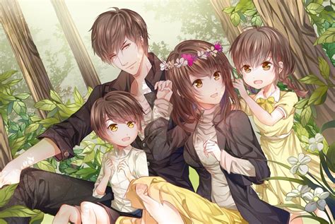 Three People Are Sitting In The Woods With Their Arms Around Each Other