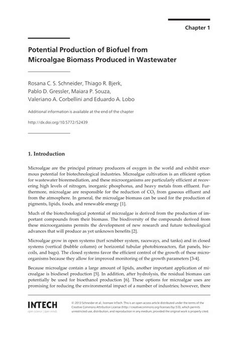 Pdf Potential Production Of Biofuel From Microalgae Biomass Produced
