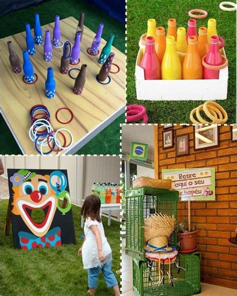 Decoração e brincadeiras na festa junina