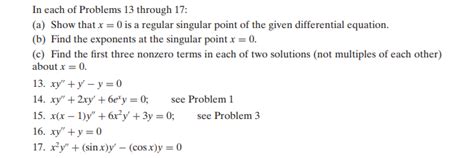 solved in each of problems 13 through 17 a show that x 0