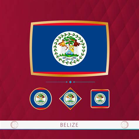 Set Of Belize Flags With Gold Frame For Use At Sporting Events On A