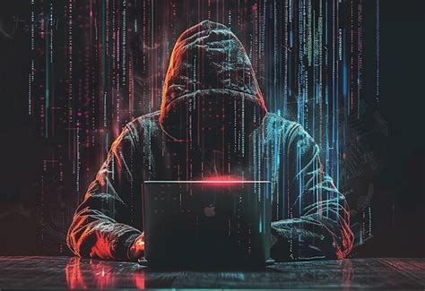 Premium Photo Photo Portrait Of Hacker Background With Gloves And Laptop