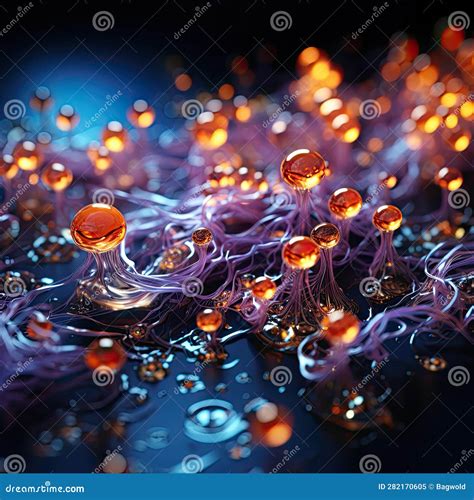 Electron Microscope View Of Atoms And Electrons Forming Organic Shapes Generative Ai