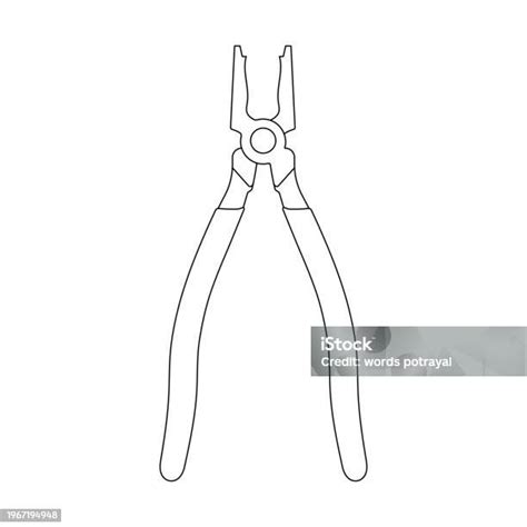 손으로 그린 아이 그림 만화 벡터 일러스트 레이 션 펜치 아이콘 흰색 배경에 고립 가득 찬에 대한 스톡 벡터 아트 및 기타