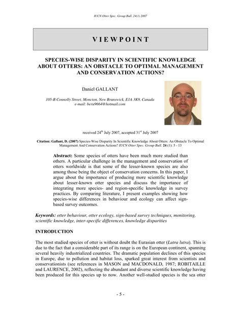 Pdf Species Wise Disparity In Scientific Knowledge About Otters An Obstacle To Optimal