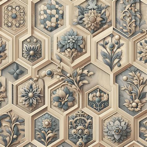 Flowers Tiled Design Wallpaper Premium Ai Generated Image