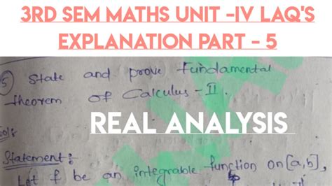 3rd Sem Maths Unit Iv Laqs Explanation Part 5 Satavahana University Real Analysis B