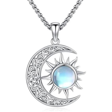 Pentacle Collier Pendentif Triple Lune Déesse Amulette Argent Tetragrammaton Collier Magic