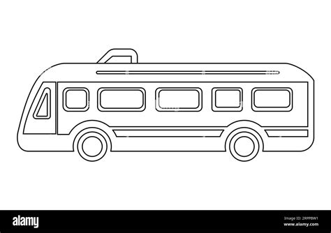City Bus Editable Outline Sketch Icon Bus Driving On Road Vector