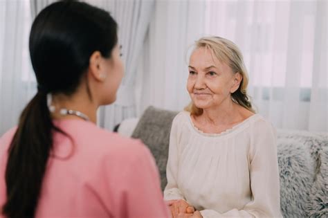 Premium Photo Senior Patient With Home Care Nurse Happy Senior Woman