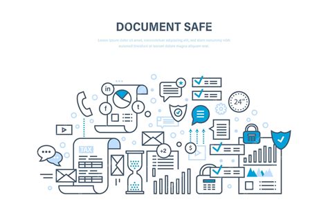 Premium Vector Document Safe Document Security Data Protection Guaranteed Integrity Of Informatio