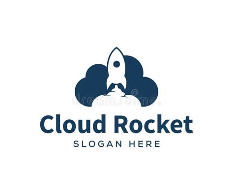 Rocket Launch Vector Logo Cloud Rocket Logo Design Template Stock