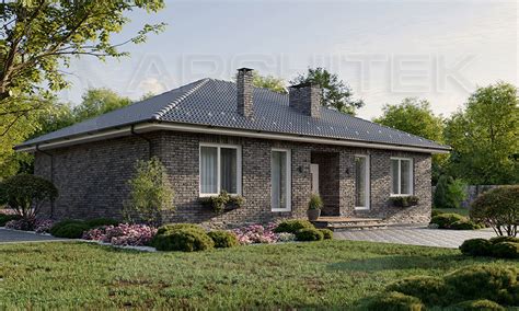 Vr 305 P 1 проект 1 этажного дома из газобетонных блоков 14x13 с террасой АрхитЕК