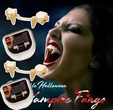 2 Pairs Retractable Halloween Vampire Fangs Vampire Fake Teeth Kit
