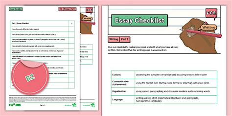 New B2 First Fce Writing Part 1 Checklist Essay