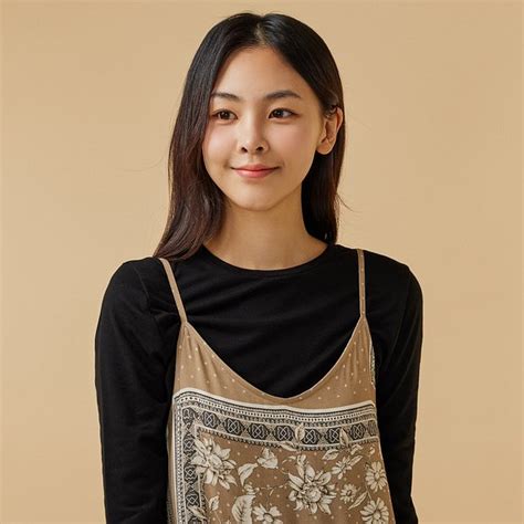 Jaju자주 여 패턴 레이어드 원피스 Sivillage 에스아이빌리지