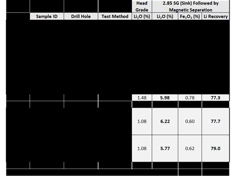phase ii hls testwork across cv5 indicates applicability of dms